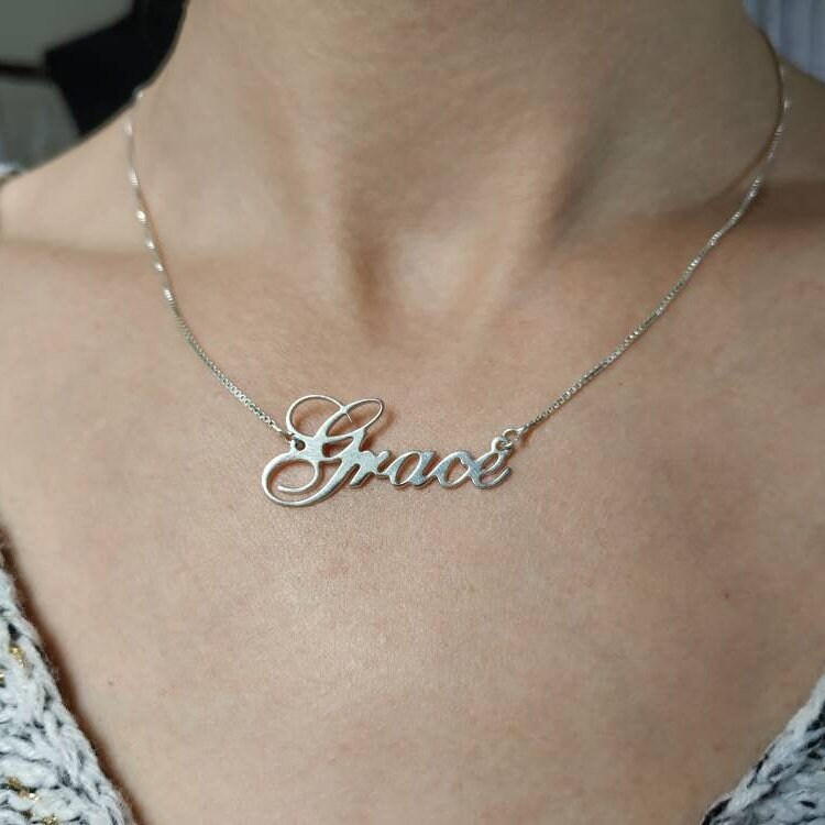 925 Sterling Silver Name Pendant Personalized Name Silver | Etsy