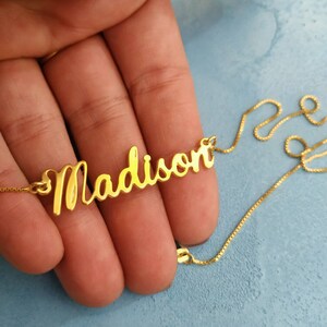 Custom Made Gold Plated Script Name Necklace - Cursive Nameplate ...