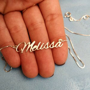 925 Silver Custom Made Name Necklace - Cursive Melissa - Etsy