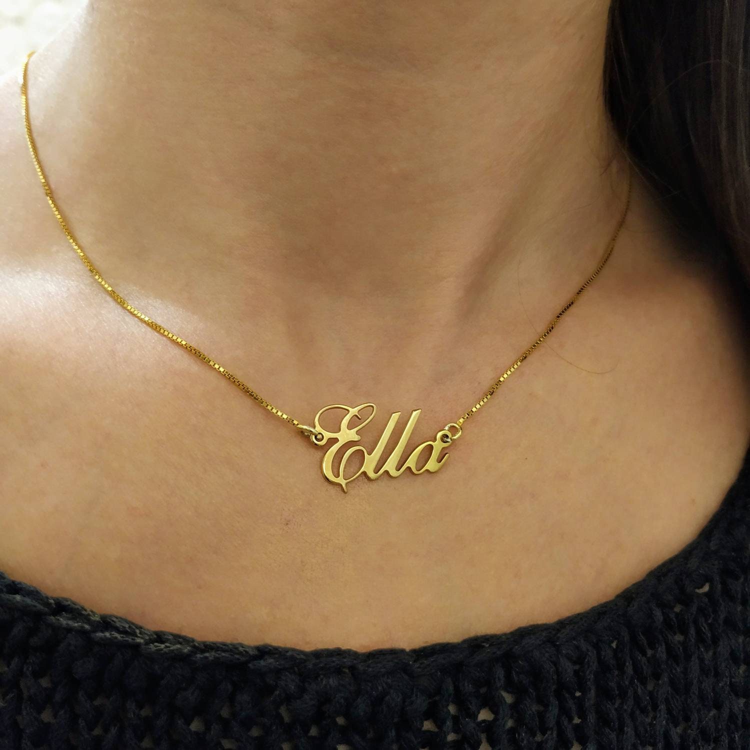 Gold Plated Nameplate Necklace Personalized Name Chain - Etsy Israel