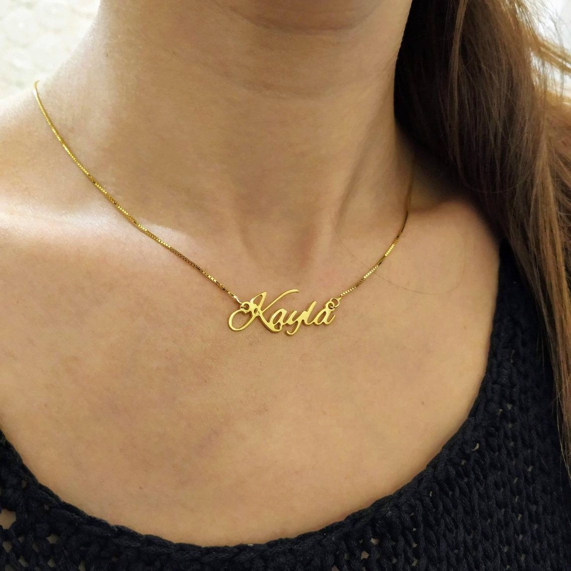 18k Gold Plated Necklace With Name Personalized Name Gold | Etsy