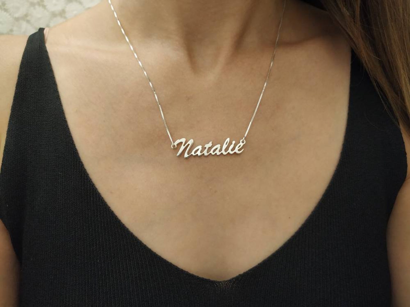 925 Sterling Silver Nameplate Necklace Custom Name Chain - Etsy