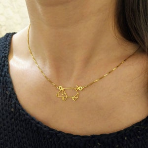 14k Solid Gold Pig Necklace Origami Pig 14k Gold Pig - Etsy