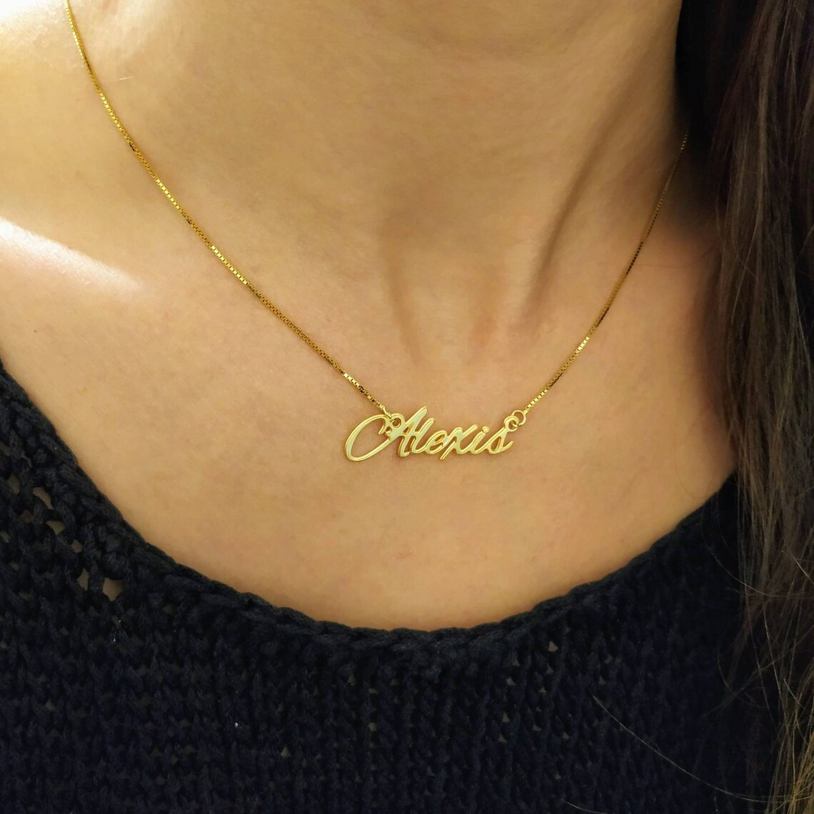Gold Plated Necklace With Name Custom Name Necklace | Etsy