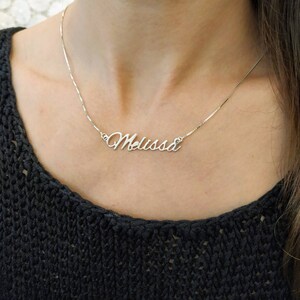 925 Silver Custom Made Name Necklace - Cursive Melissa - Etsy