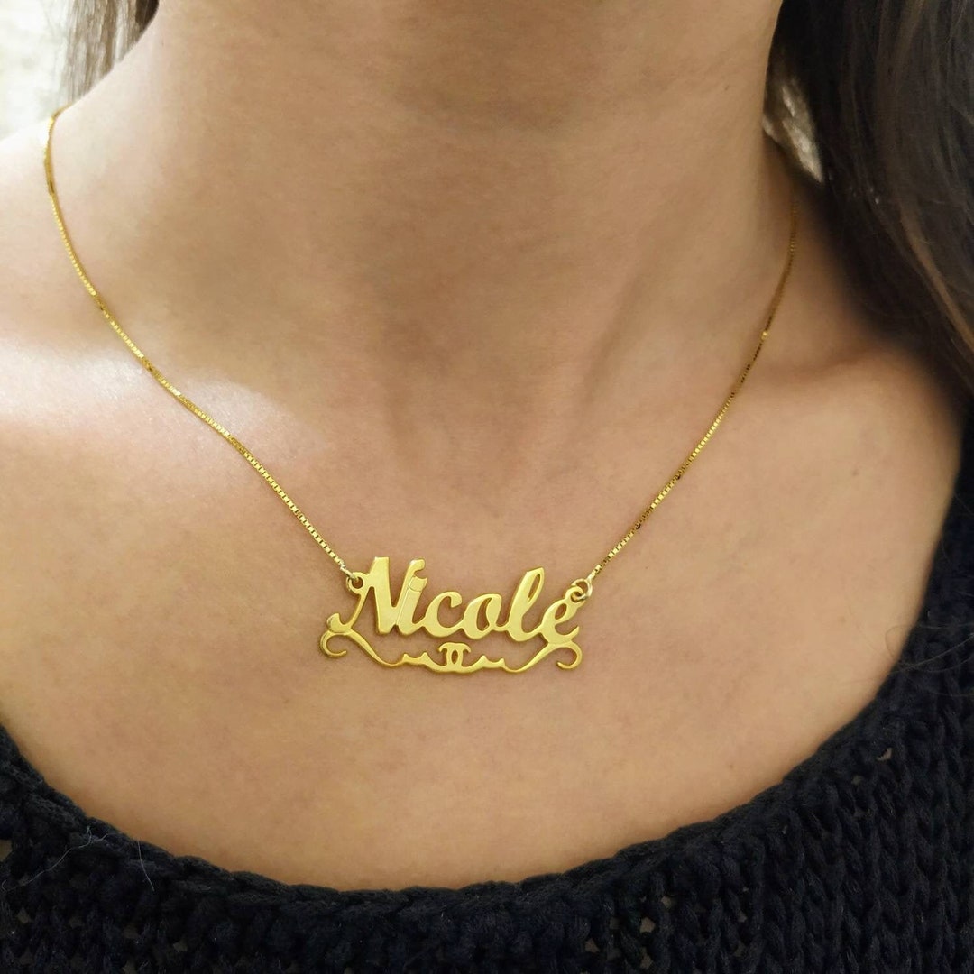 18k Gold Plated - Nameplate Pendant - Personalized - Any Name Necklace ...