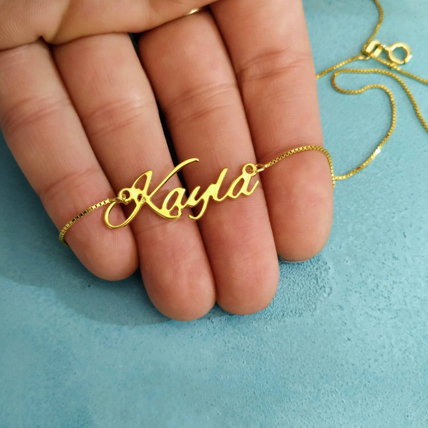 18k Gold Plated Necklace With Name Personalized Name Gold | Etsy