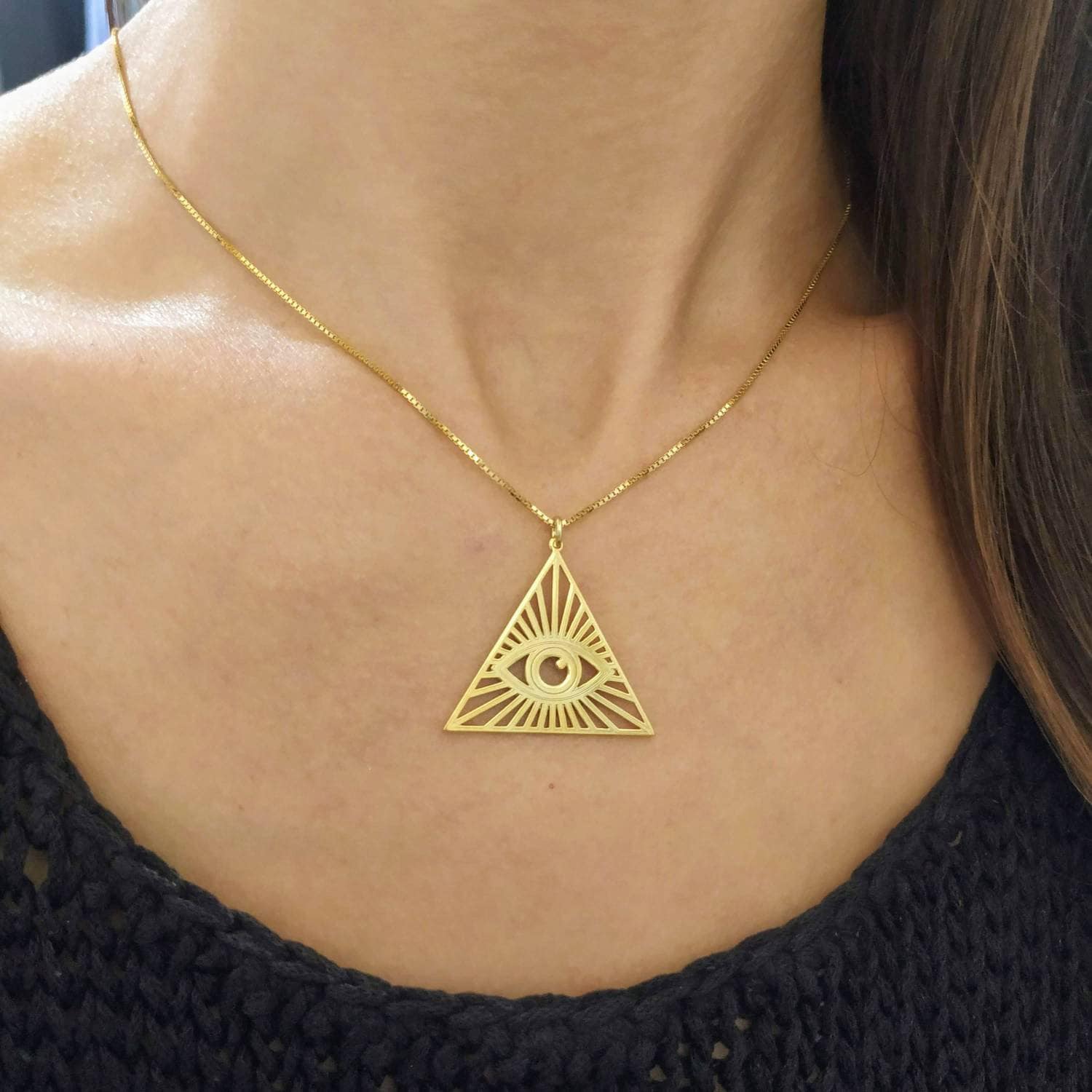 Gold Plated Third Eye Necklace Eye of Providence | Etsy