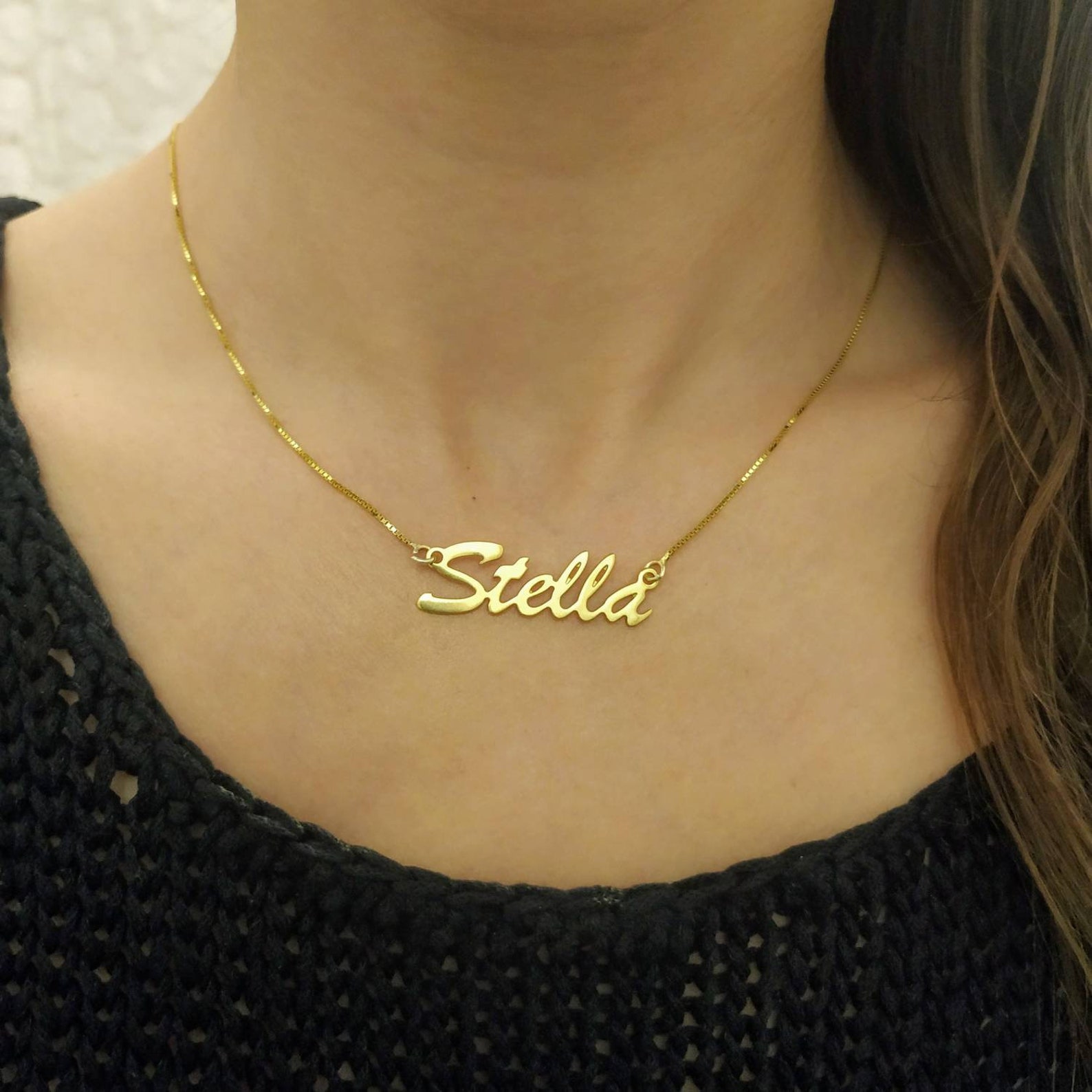 Personalized Gold Plated Nameplate Necklace Gold Name | Etsy