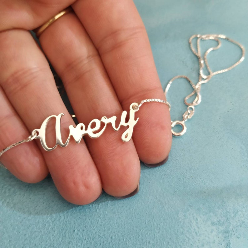 Sterling Silver Personalized Name Pendant Necklace Cursive - Etsy