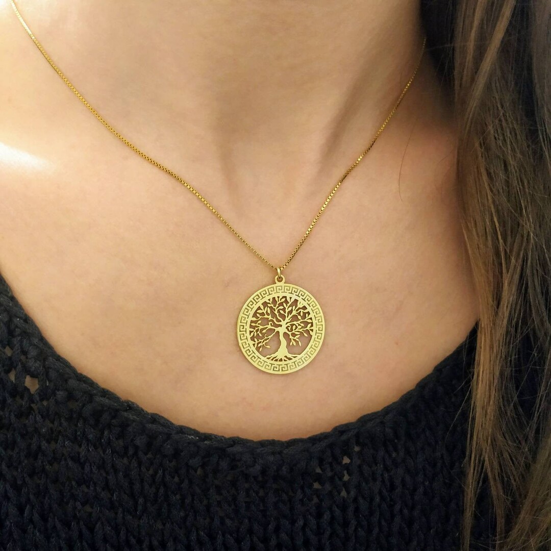Gold Tree Necklace Tree Charm Tree of Life Tree Pendant Family Tree ...