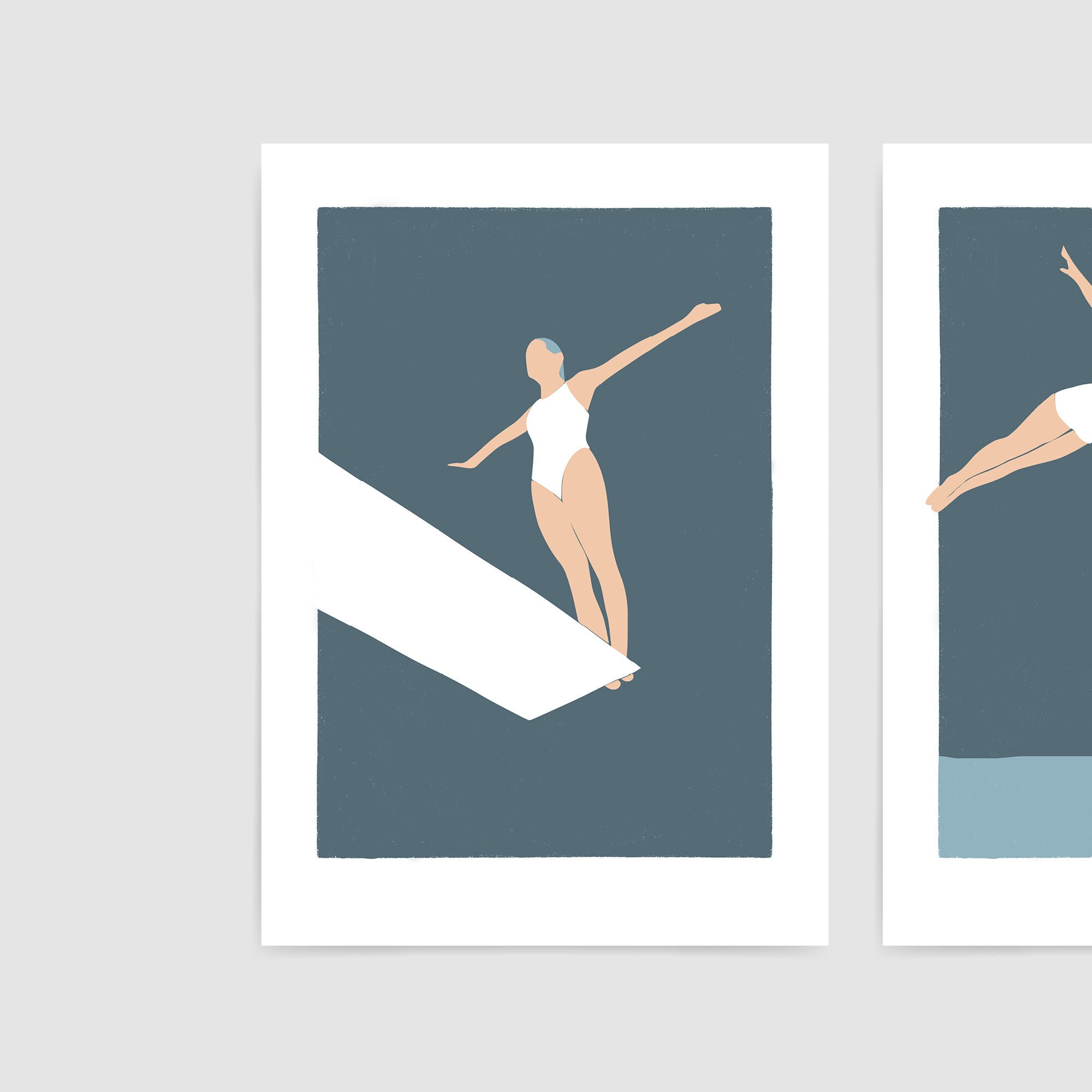 Set of 3 Diving Woman Prints for a Gallery Wall / Female Diver Posters ...