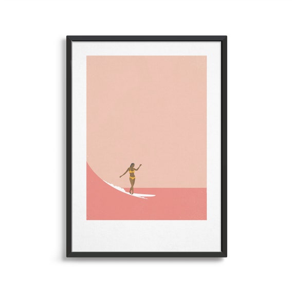Surf Girl Poster / Terracotta Pastel Decor / Surfing Poster / - Etsy