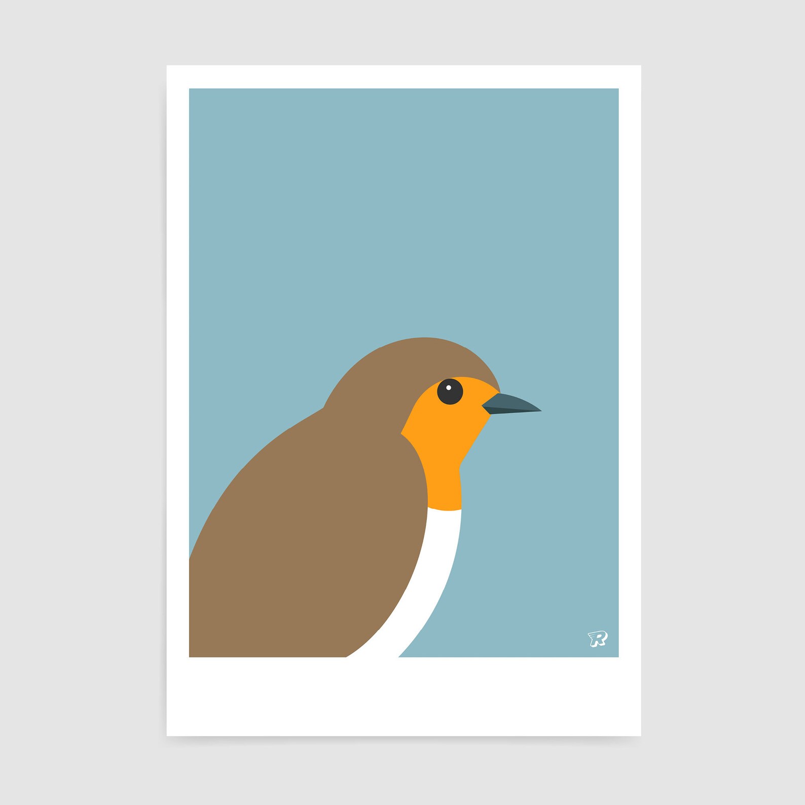 Modern Bird Print / Robin British Bird Wall Art / Minimal Animal Poster ...