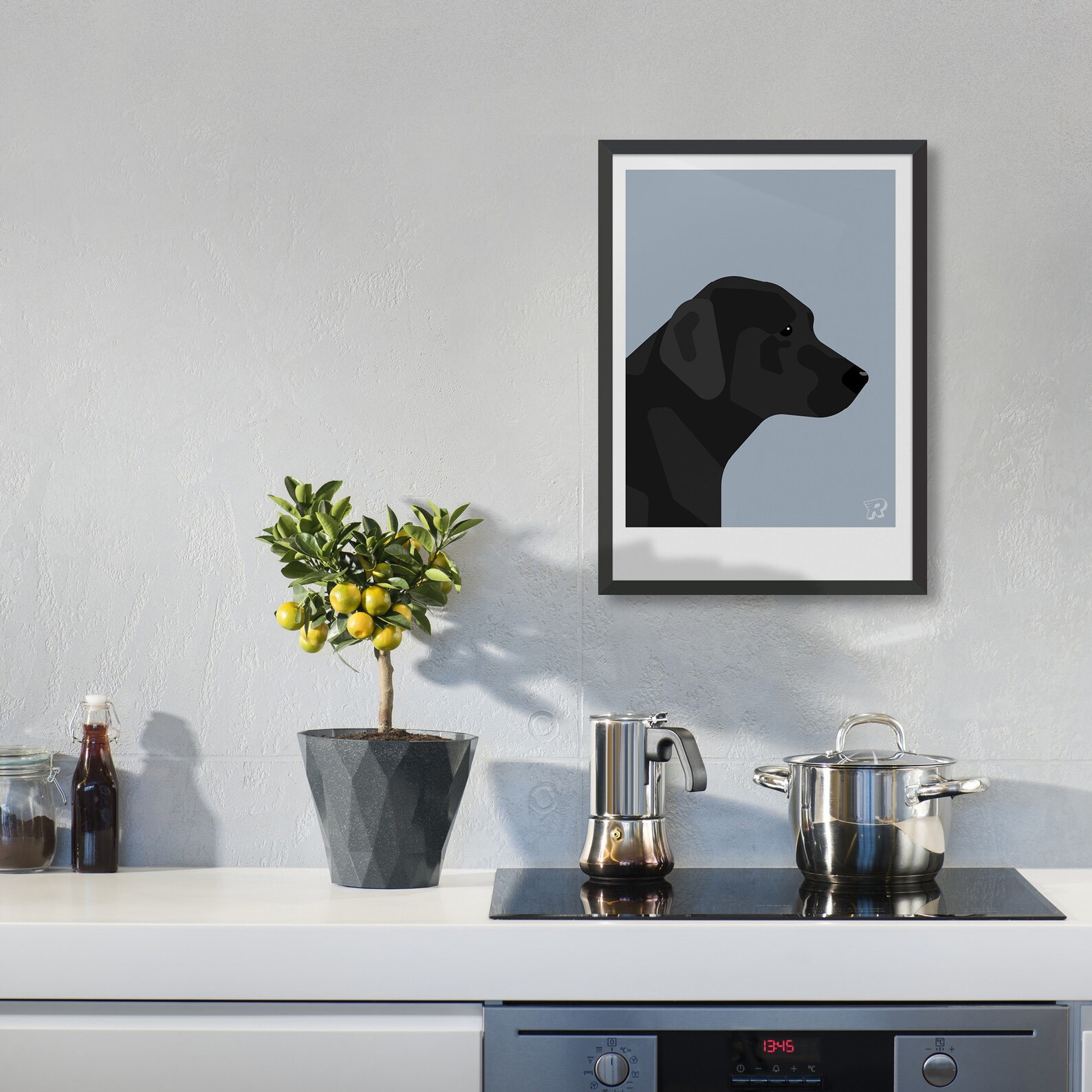Black Labrador Poster / Modern Design Dog Art Print / Black Lab Wall ...