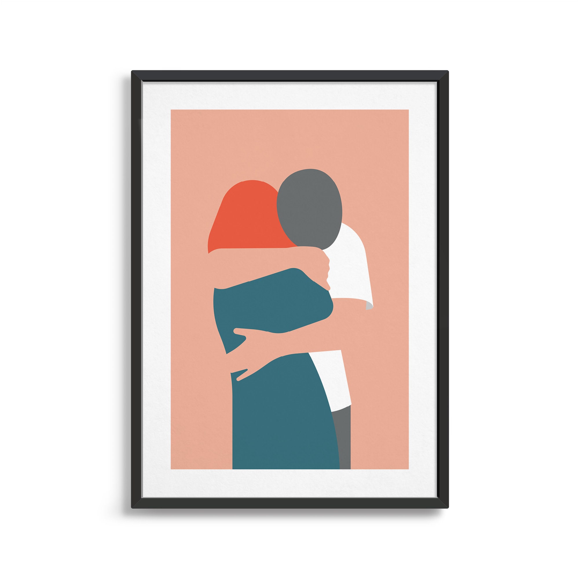 Hug Art Print / Minimal Love Poster / Couple Hugging - Etsy