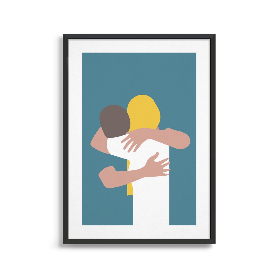 Couple Hugging Poster / Minimal Art Print for a Contemporary - Etsy