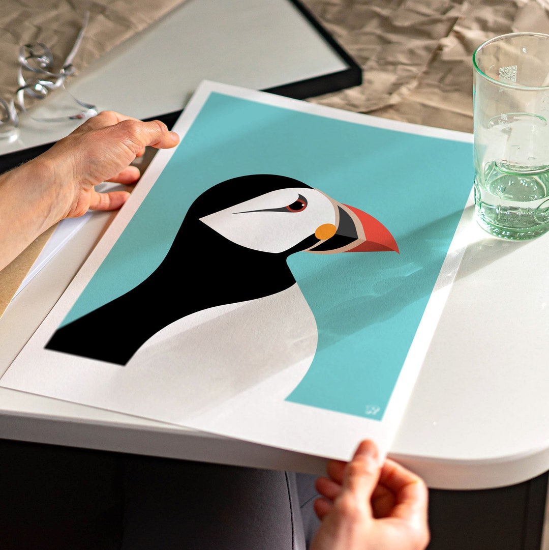 Puffin Bird Art Print / Coastal Wall Art / Nautical Theme for Nursery ...