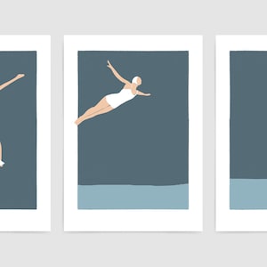 Set of 3 Diving Woman Prints for a Gallery Wall / Female Diver Posters ...