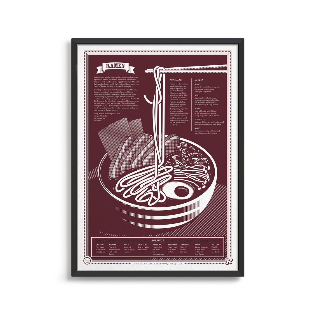 Limited Edition 'ramen' Infographic Print / Pantone Art Monotone Poster ...