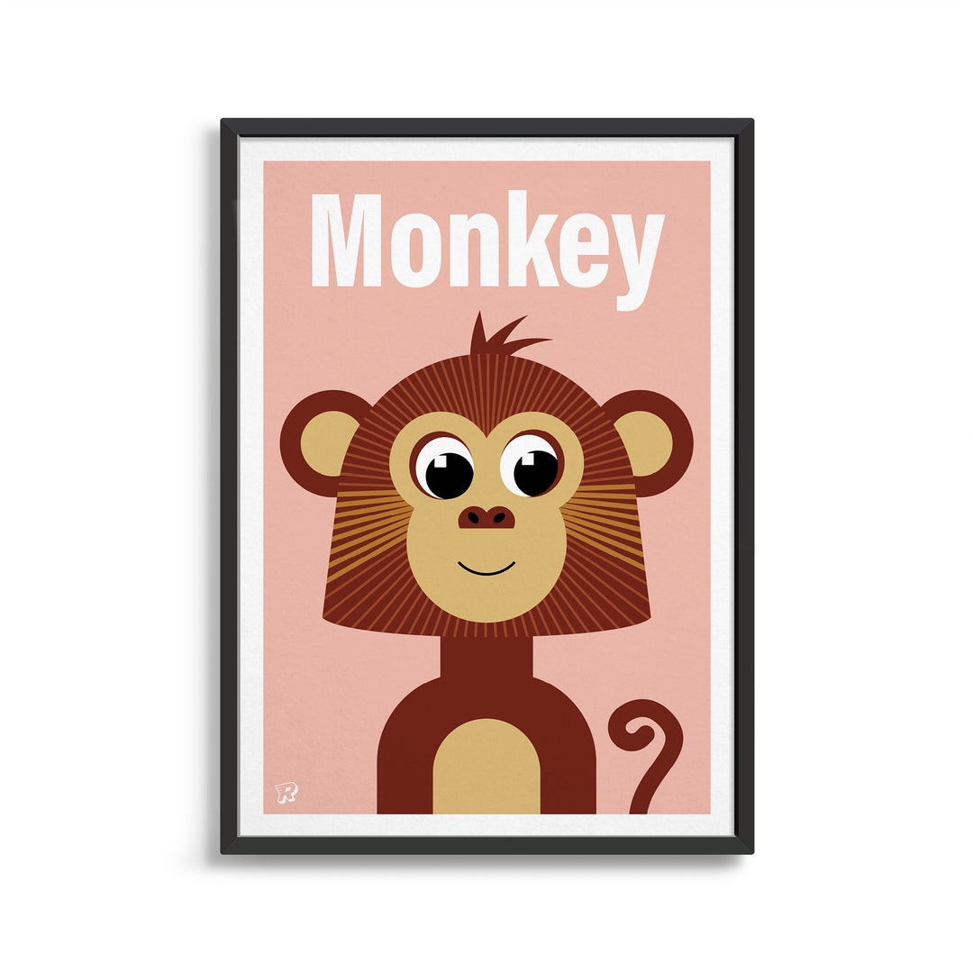 Kids Monkey Poster / Custom Nursery Decor / Art Print Gift Ideas for ...