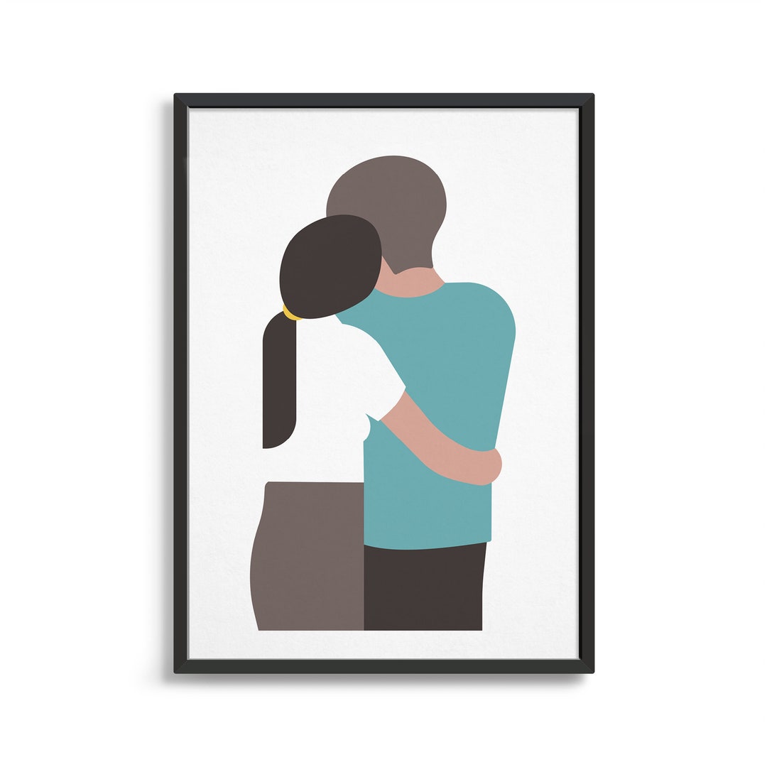 Couple Hugging Poster / Minimal Art Print / Gift Ideas for Modern Home ...