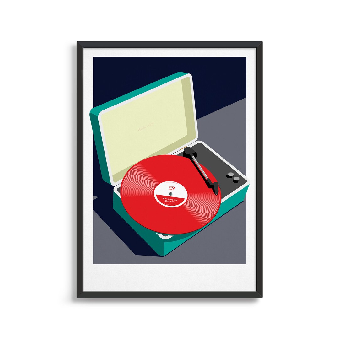 Custom Song Title Art Print / Vintage Retro Record Player Art Gift for ...