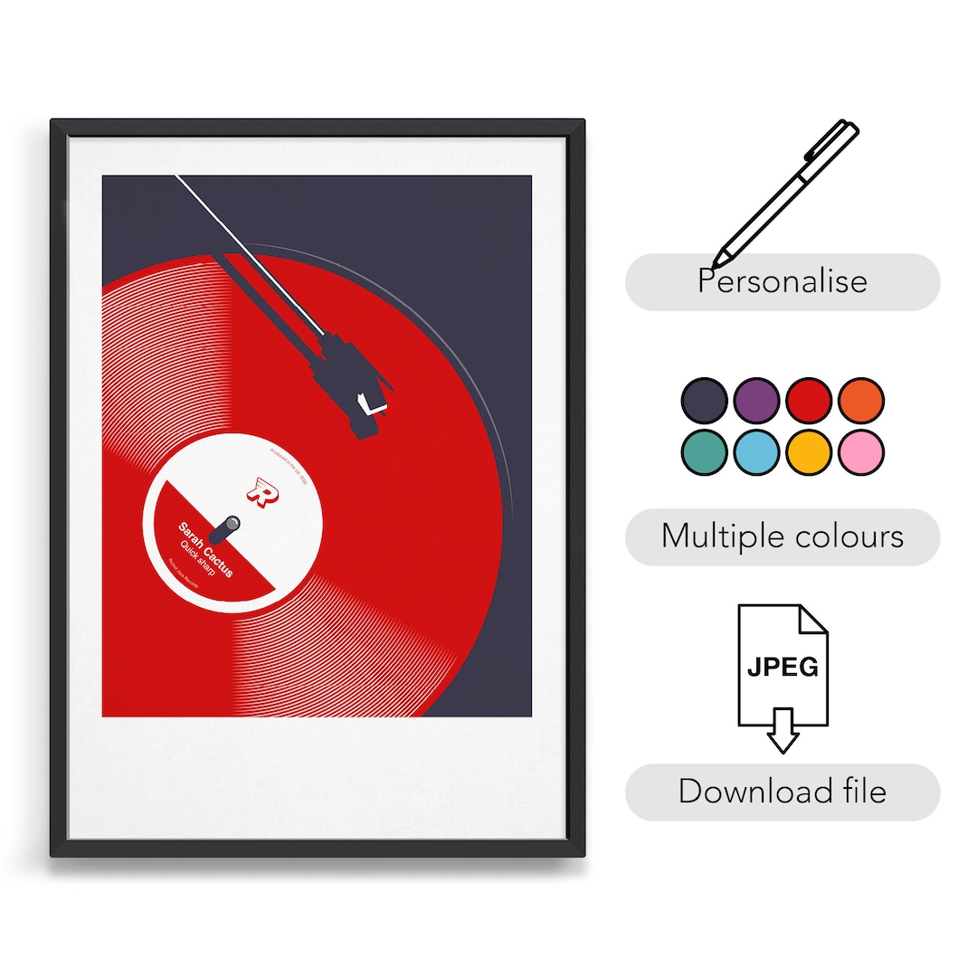 Personalised Vinyl Song Poster With Custom Typography for Music Lovers ...