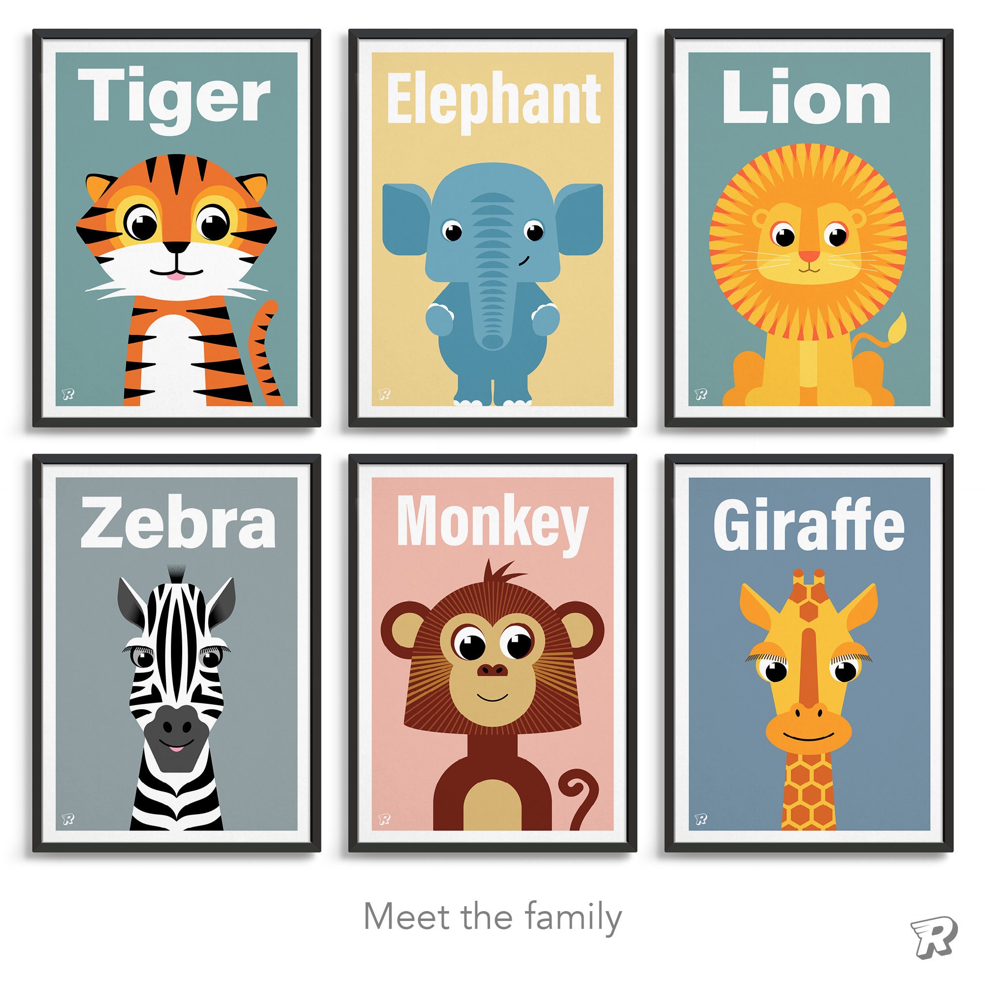 Set of 3 Safari Animal Posters for Kids Bedroom / Jungle | Etsy