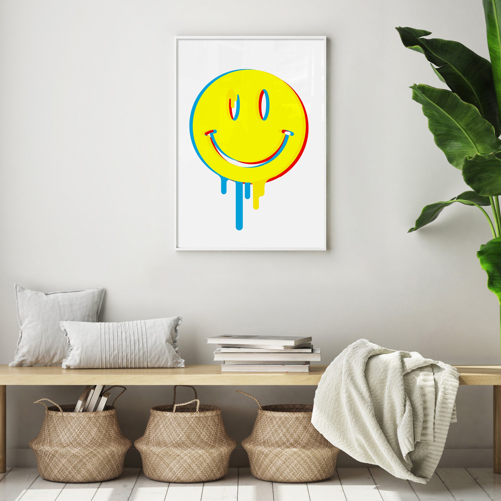 Acid Smiley Poster / Acid House Art Print / Retro 80s Decor / | Etsy