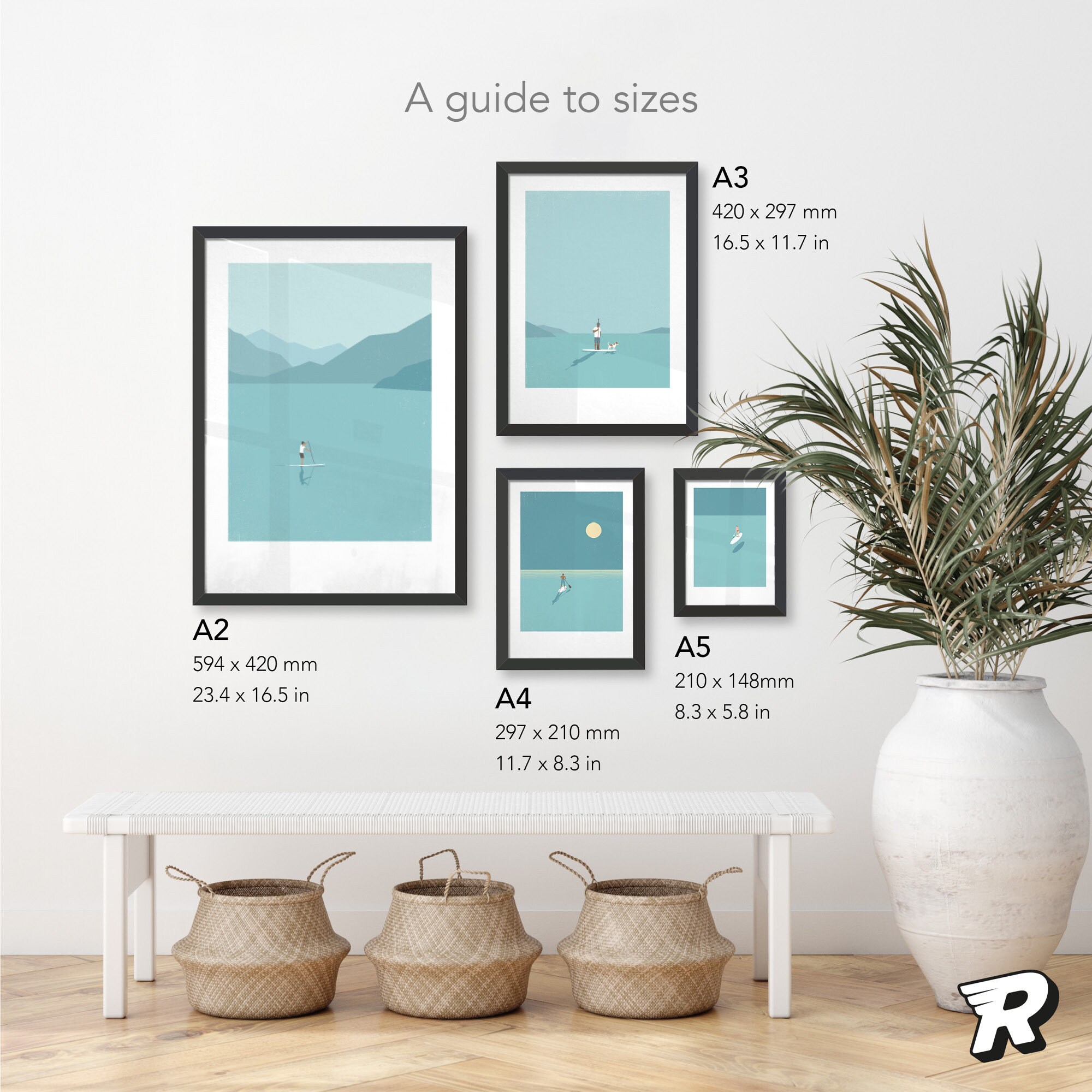 Stand up Paddle Board Poster / Modern Geometric Minimal Art - Etsy