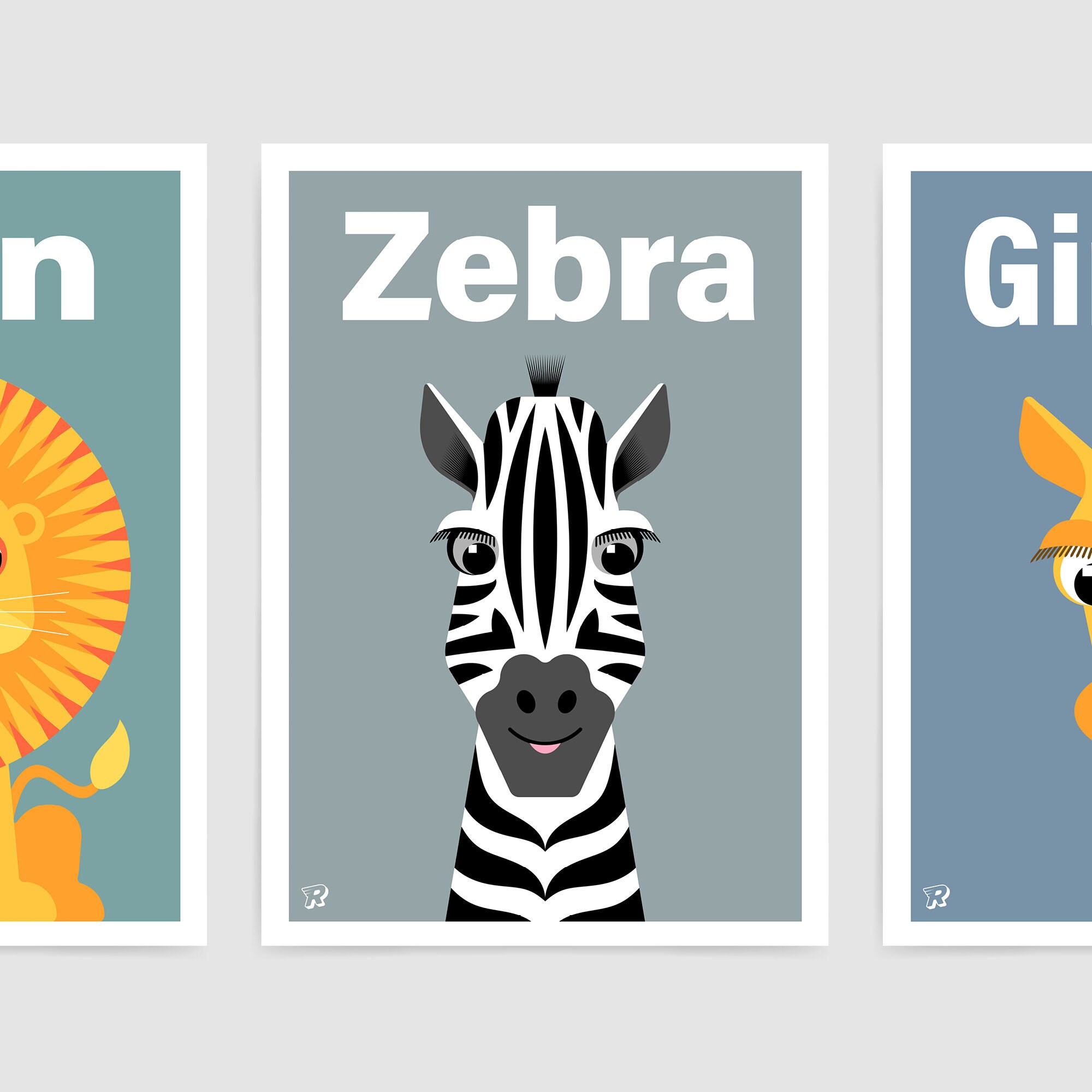 Set of 3 Safari Animal Posters for Kids Bedroom / Jungle | Etsy