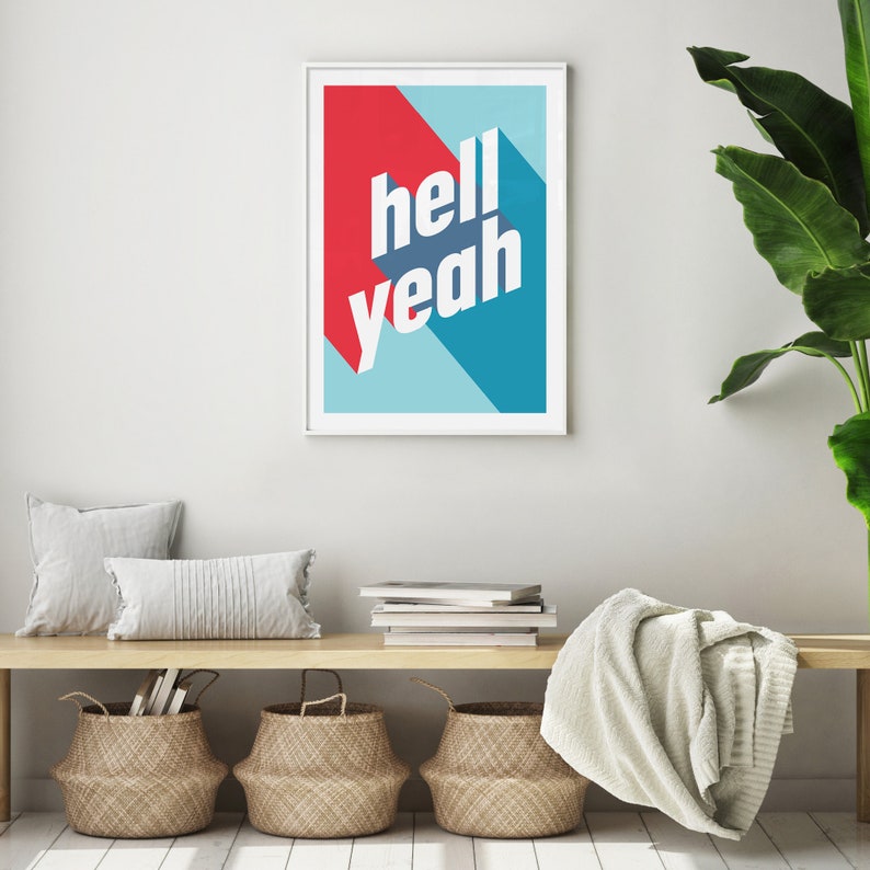 Hell Yeah Typography Poster / Modern Type Art Print - Etsy