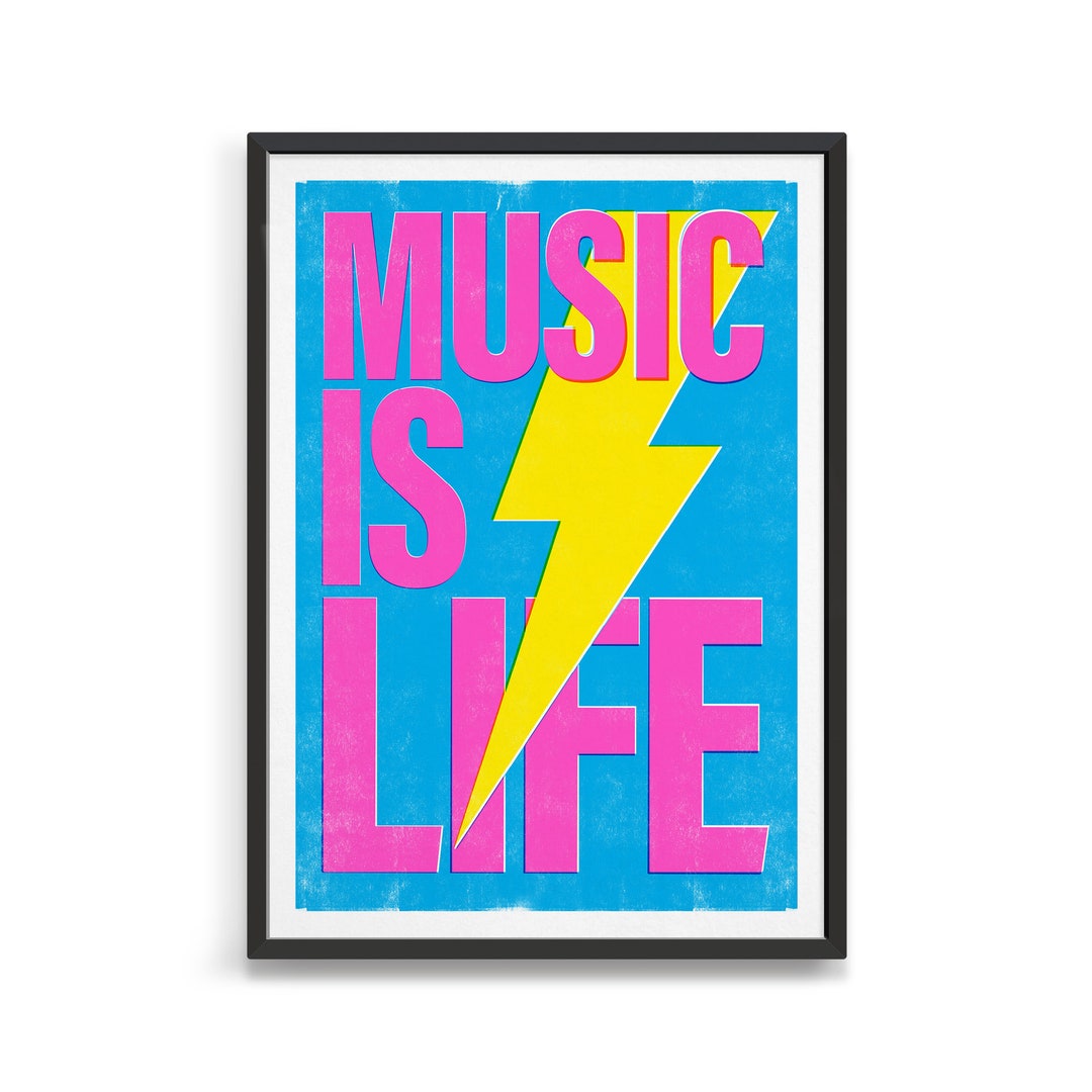 Music is Life Poster / Kitchen Wall Art Decor / Music Typography Art ...