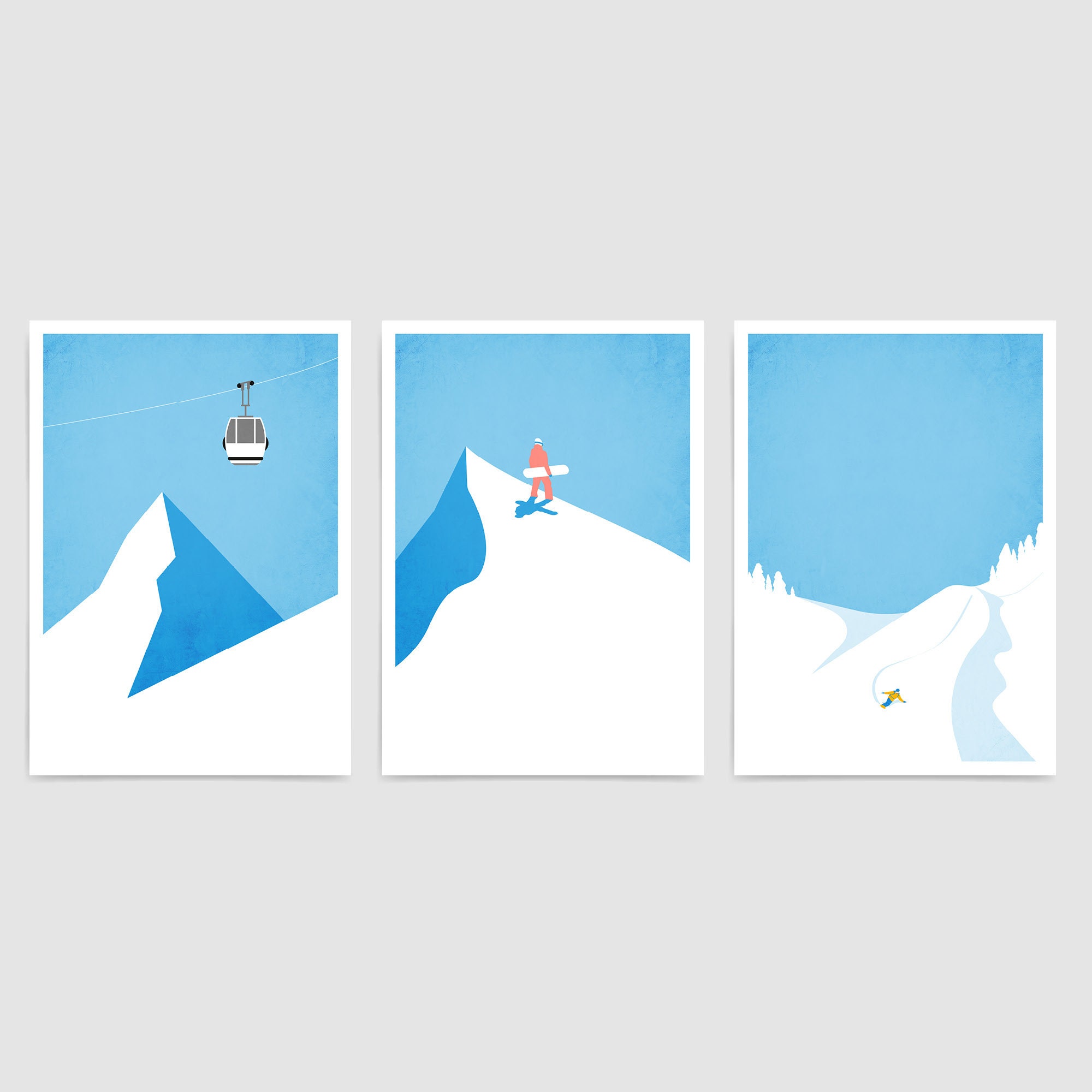 Snowboard Art Prints / Set of 3 Posters for a Modern Gallery - Etsy