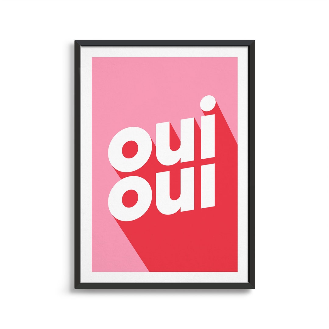 Oui Oui Print in Hot Pink / Funny French Message / Toilet Humour Poster ...