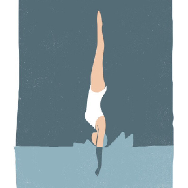 Diving Girl Art Print / Home Decor Gift for Women / Kitchen Wall Art ...