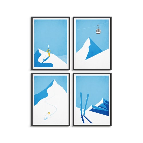 Set of 3 Ski Posters for a Gallery Wall / Vintage Style Ski | Etsy