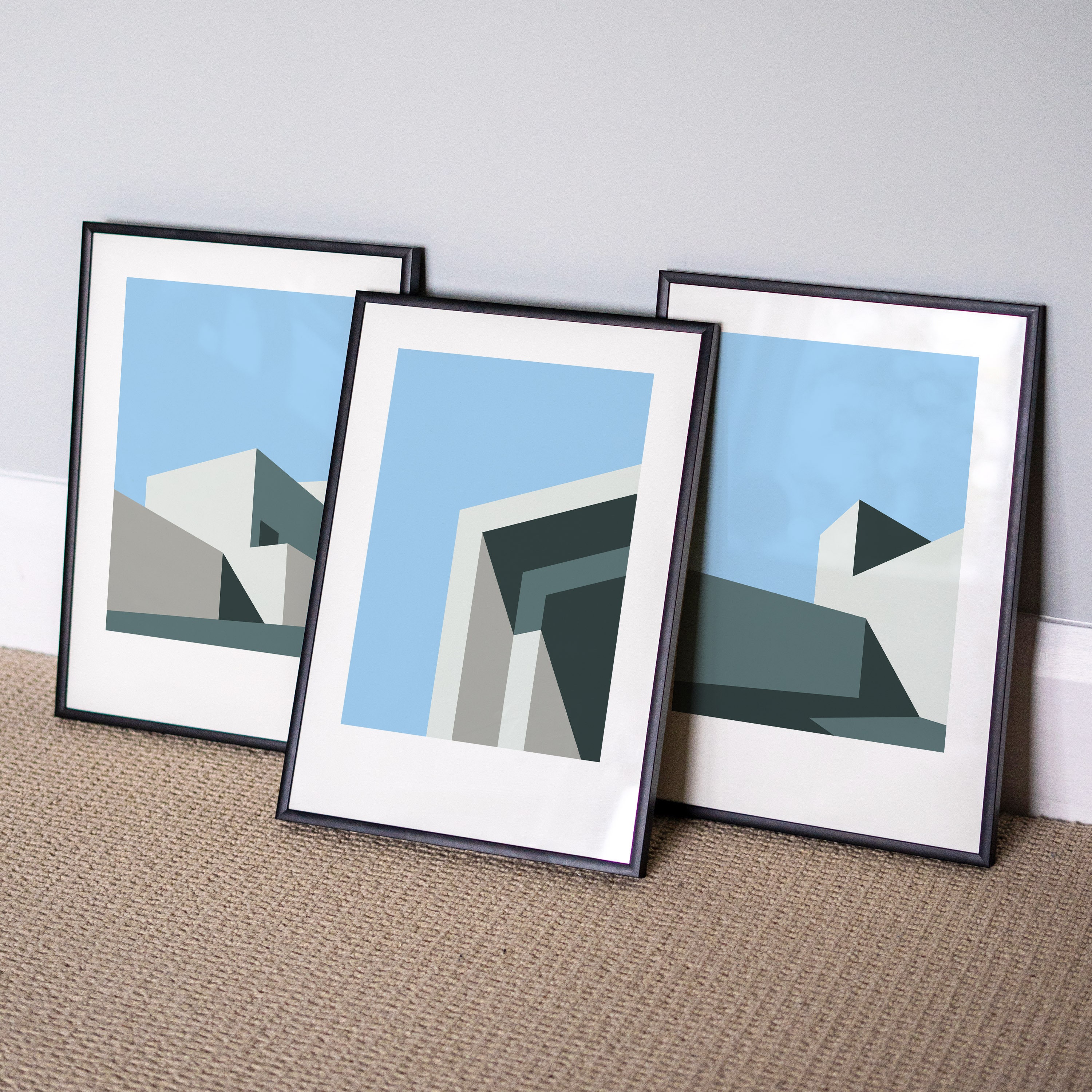 Set of 3 art prints / Abstract geometric art collection for a | Etsy