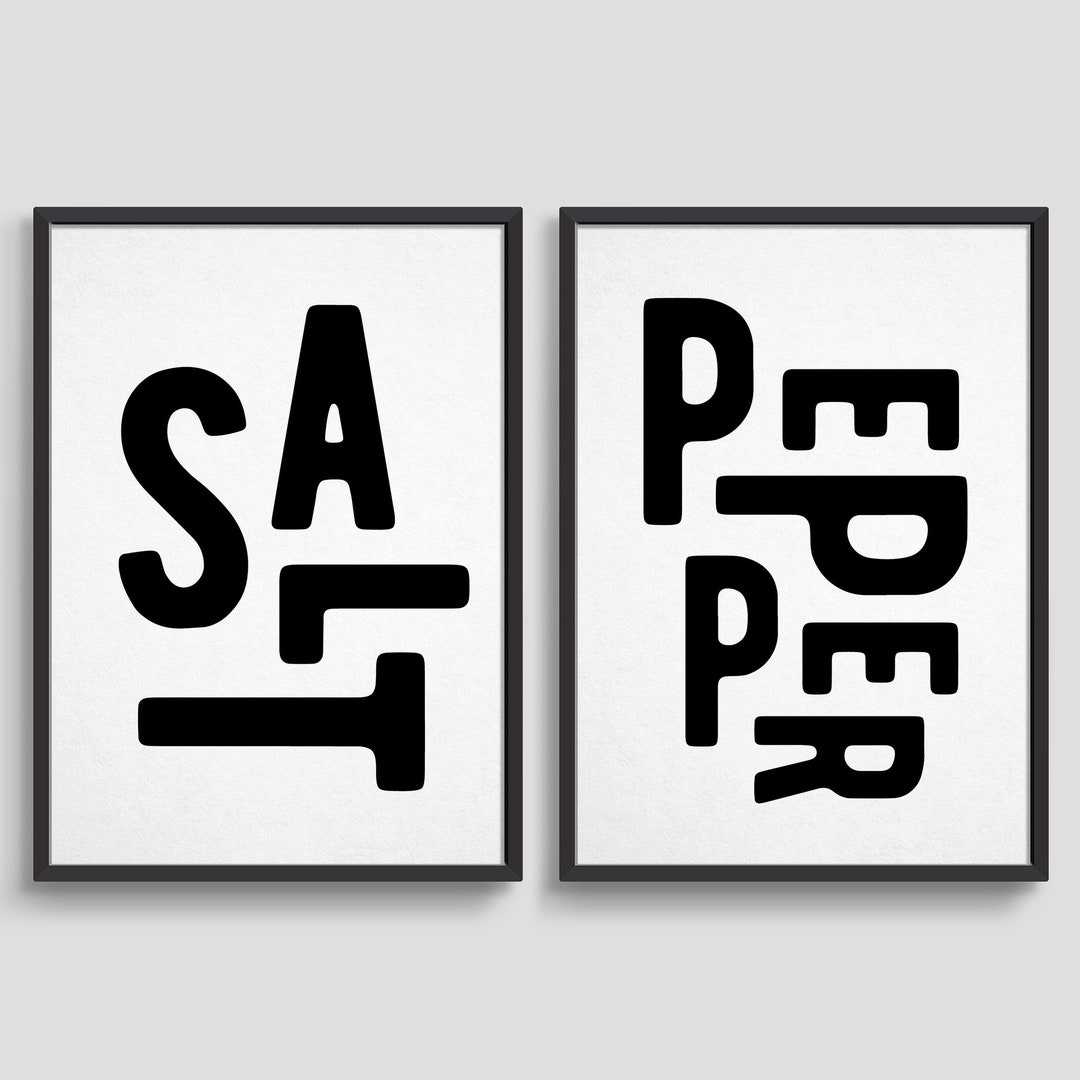 A Pair of Salt and Pepper Typography Prints for a Fun Kitchen Gift Idea ...