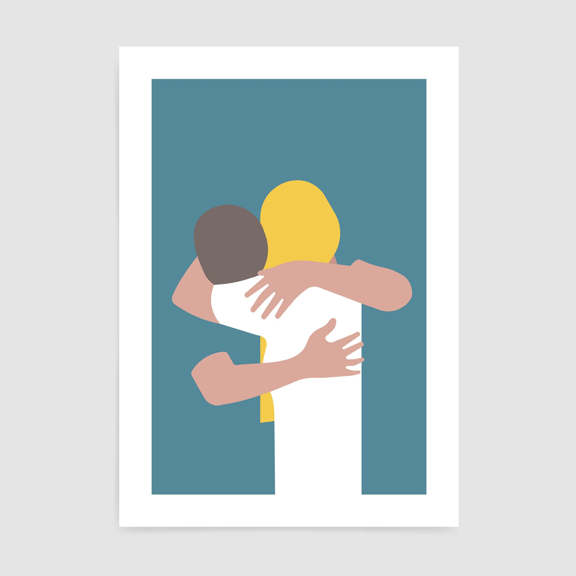 Couple Hugging Poster / Minimal Art Print for a Contemporary - Etsy