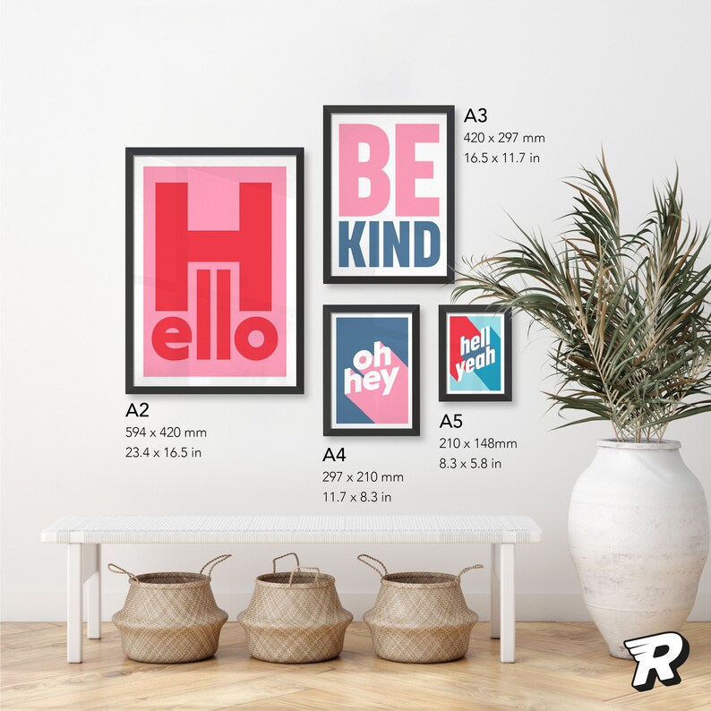 Be kind poster / Positive message art print / Typography print | Etsy