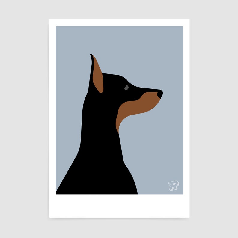 Doberman Dog Art Print / Modern Pet Gift Ideas for Him / Dog | Etsy