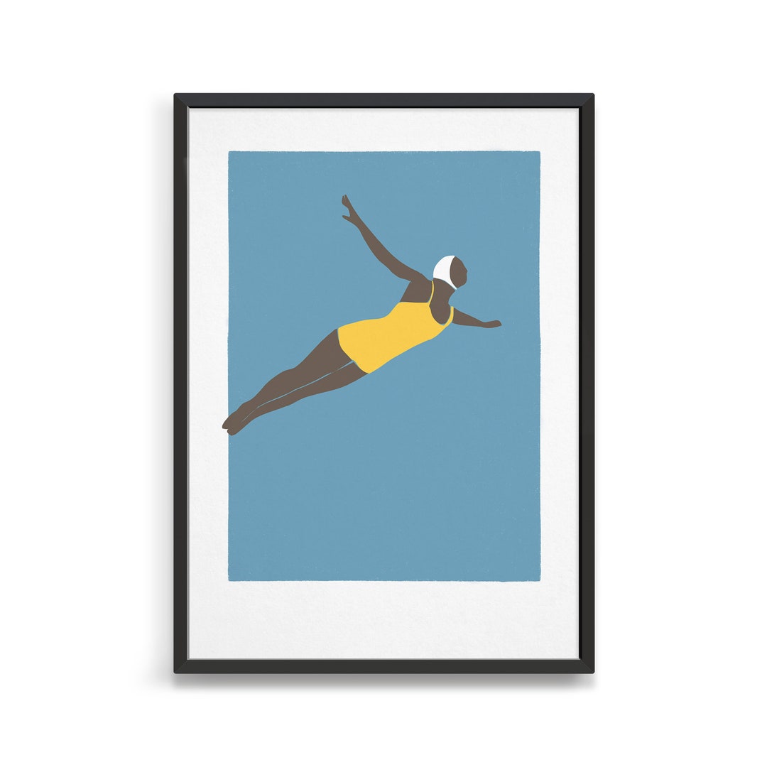 Diving Girl Swimming Art Print / Gift Ideas for Swimmer / Art Deco Swim ...
