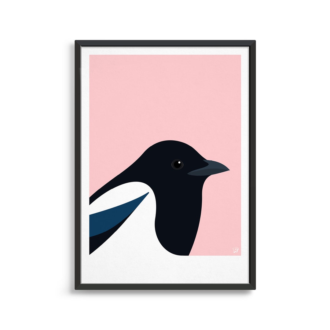 Magpie Poster / UK Garden Bird Art Print / Minimal Bird Wall Art - Etsy