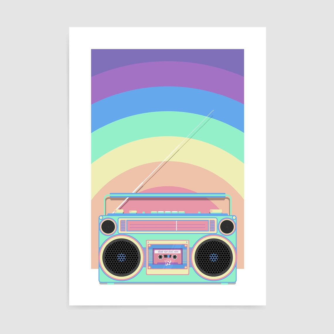 Custom Retro Boombox / LGBT Disco Rainbow Art Print / Gay Pride Gift ...