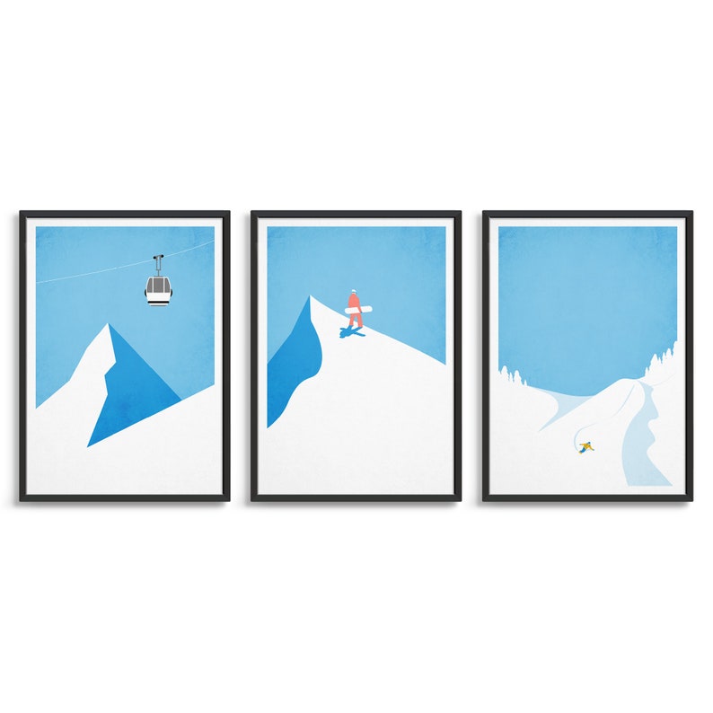 Snowboard Art Prints / Set of 3 Posters for a Modern Gallery - Etsy