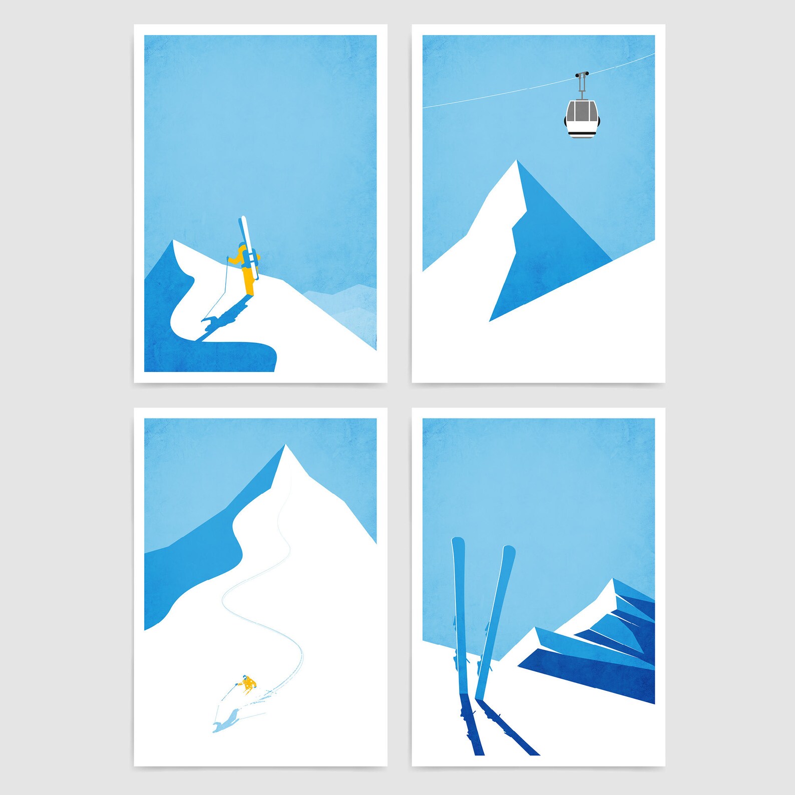 Gallery Wall Set of 4 Ski Posters / Ski Art Print / Ski Gift Ideas for ...