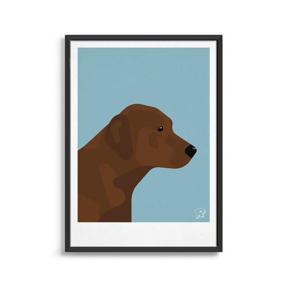Chocolate Labrador Art Print / Pet Portrait / Gift Ideas for | Etsy
