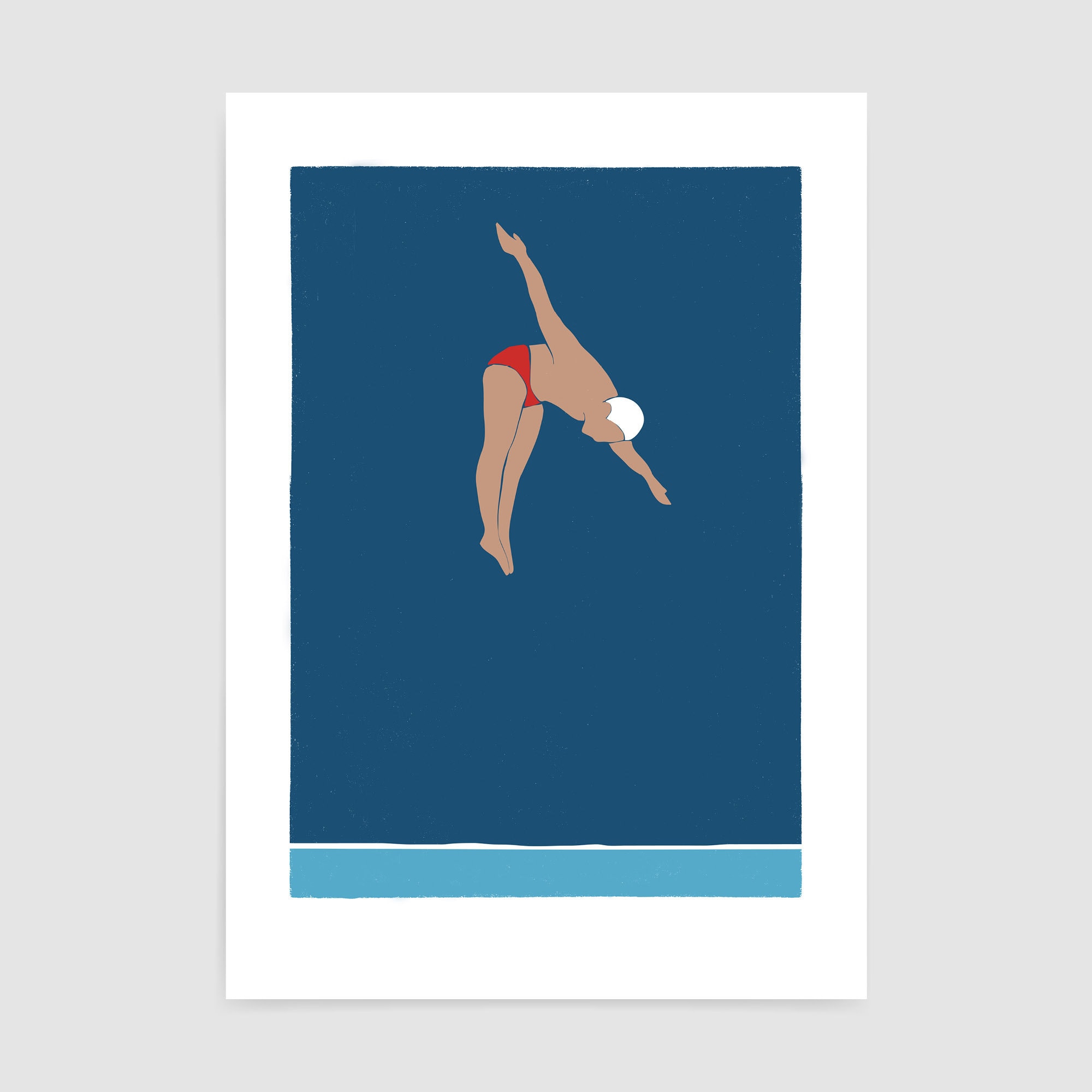 Man Diving Poster / Bathroom Decor / Minimalist Swimming Art Print ...